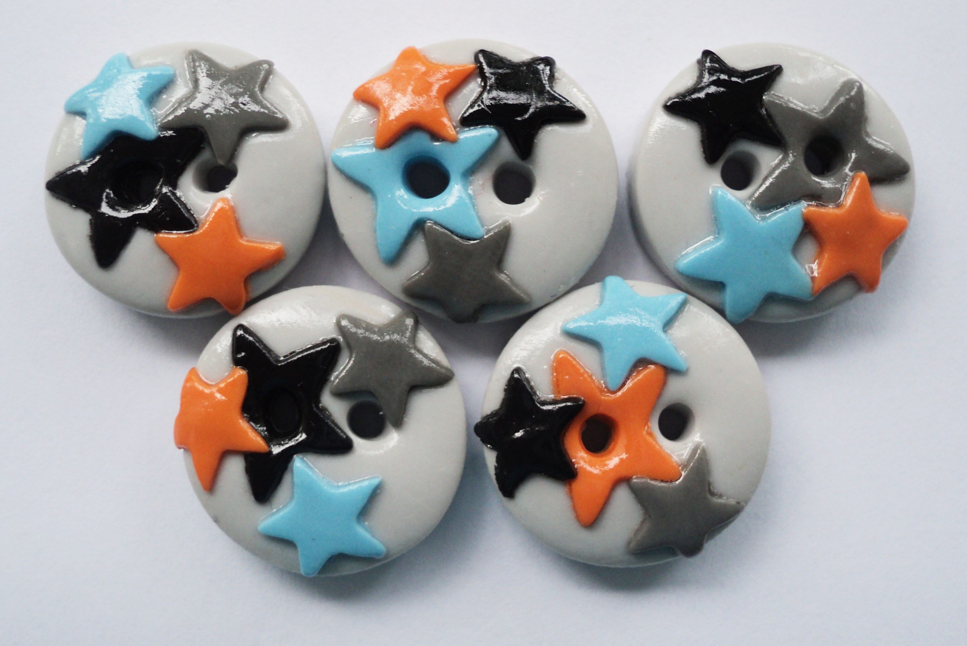 Little Stars - Set Of 5 Polymer Clay Buttons on Luulla