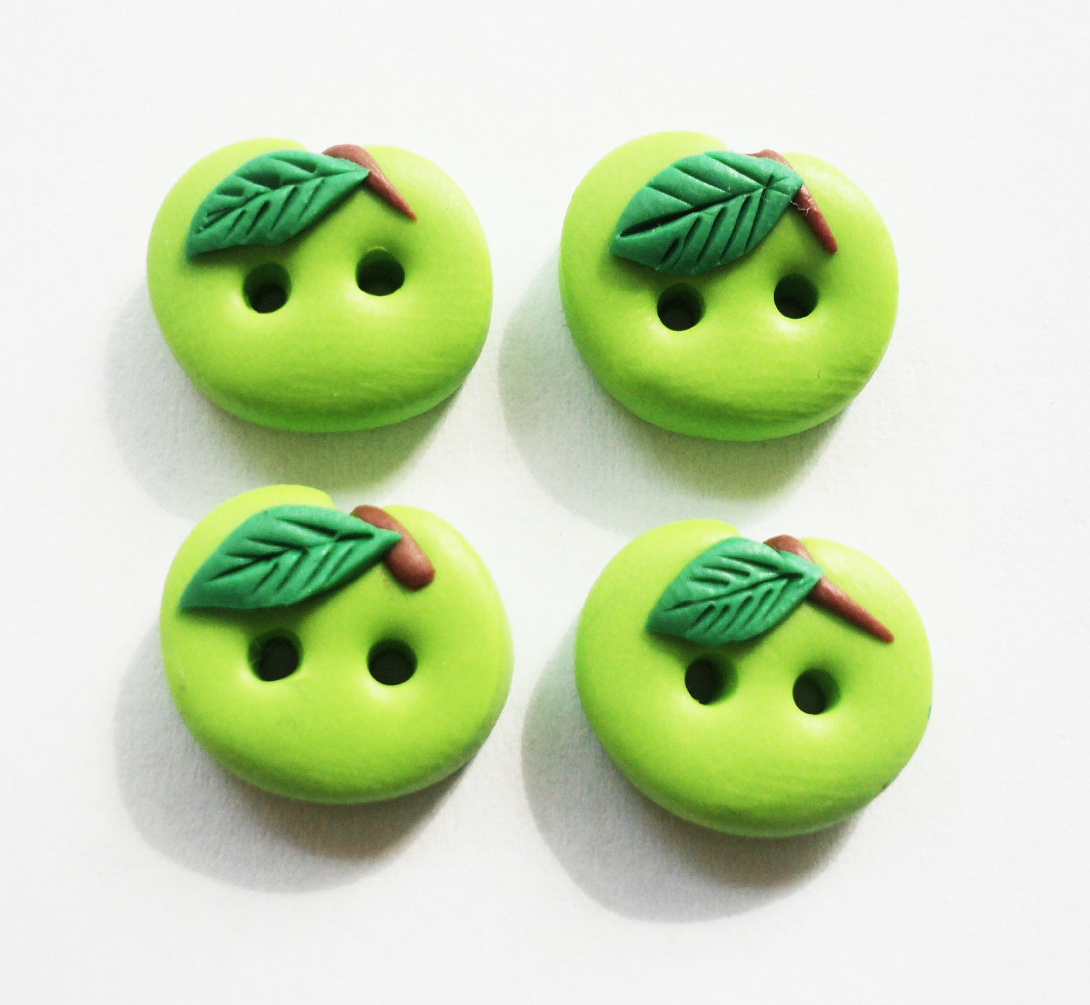 Green Apple - Polymer Clay Buttons ( Set Of 4) on Luulla