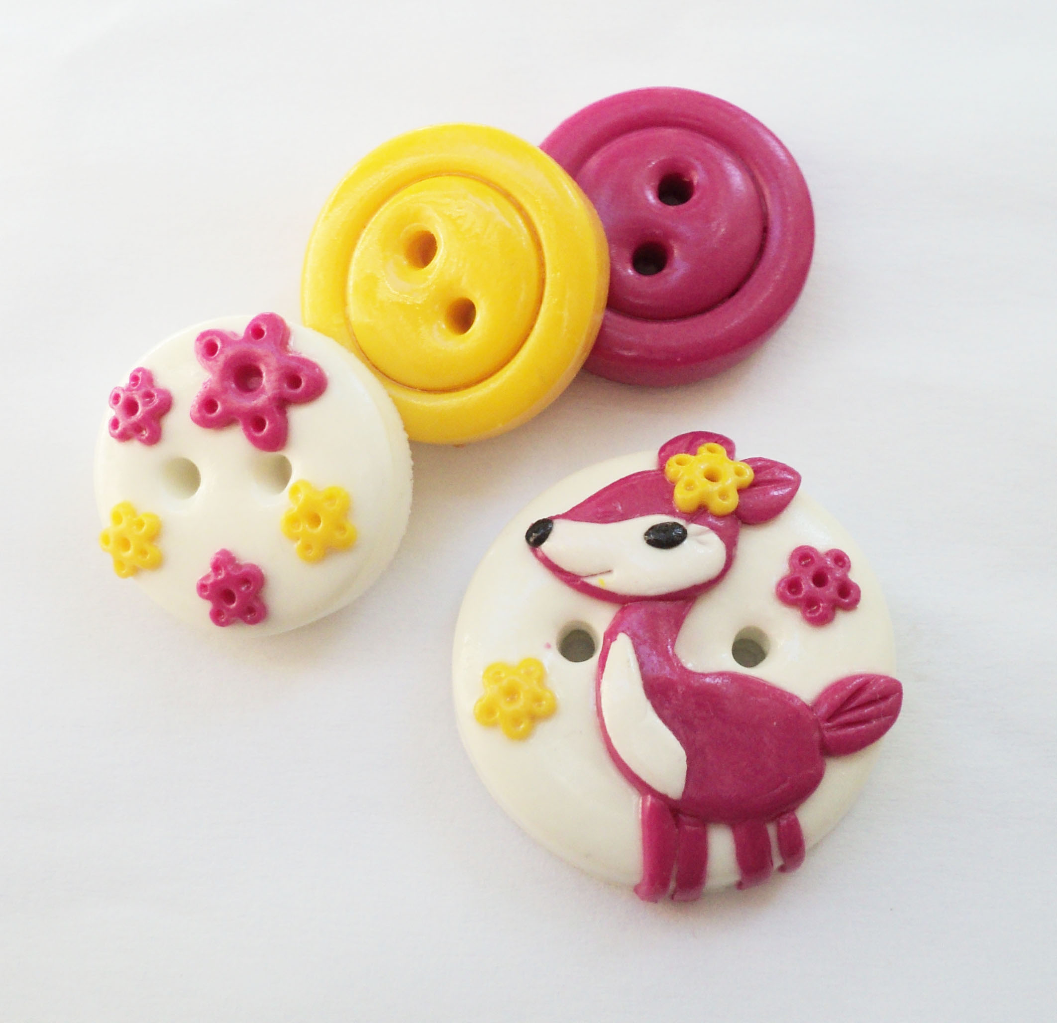 Bamby - Set Of 4 Polymer Clay Buttons on Luulla