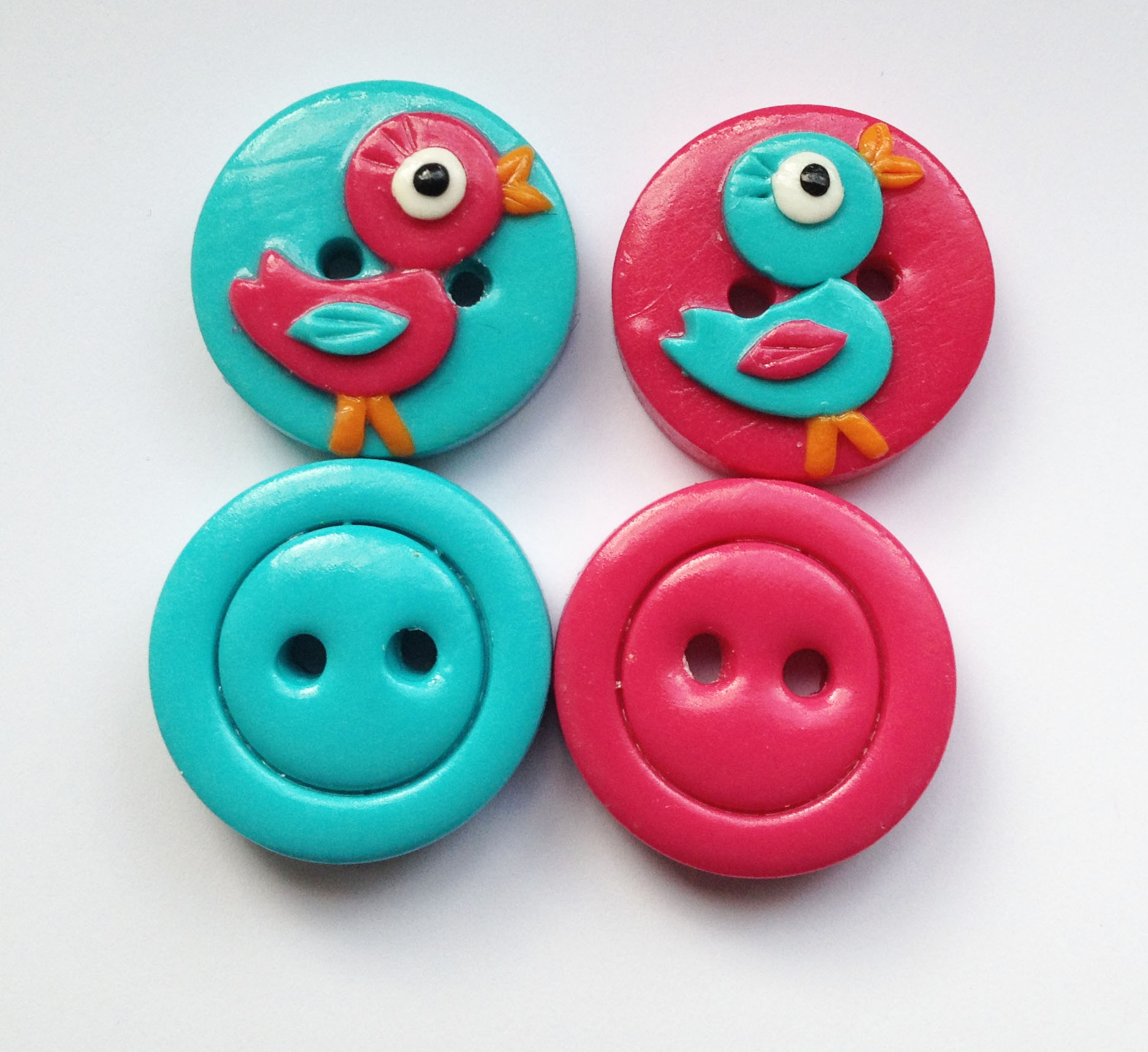 Little Ducks - Set Of 4 Polymer Clay Buttons on Luulla